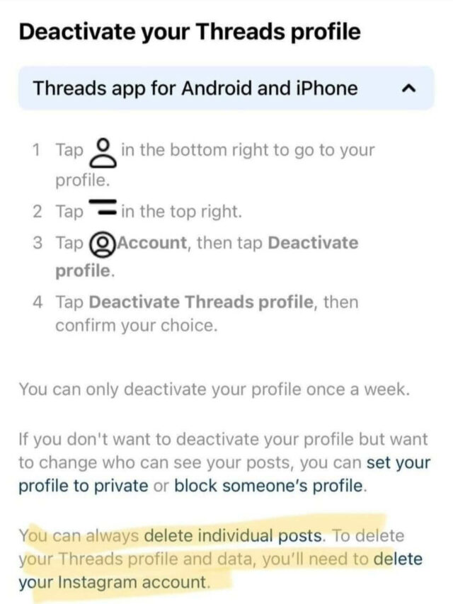 How To Delete Threads Account